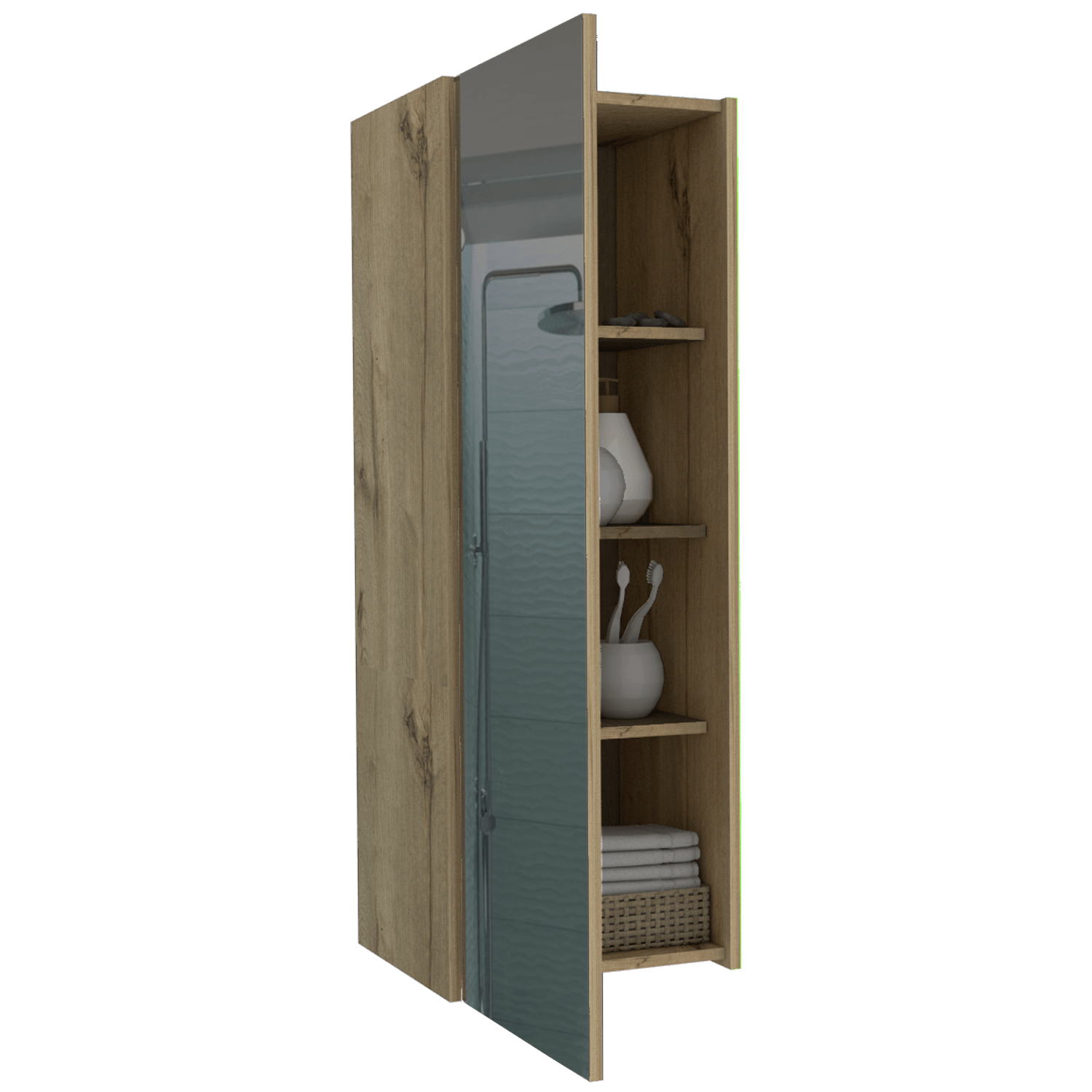 Torre de Baño Flork, Incluye Espejo y Espacio para Objetos de Aseo Per ...